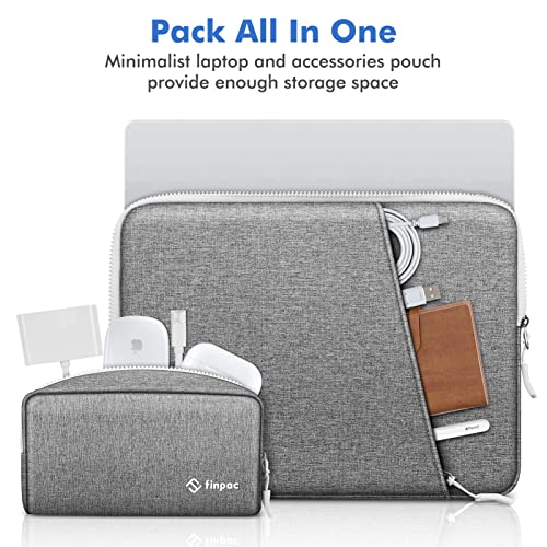 FINPAC Laptop Sleeve with Accessory Pouch for MacBook Pro M3/M2/M1 14-inch, MacBook Air/Pro 13, Protective Case with Tech Bag