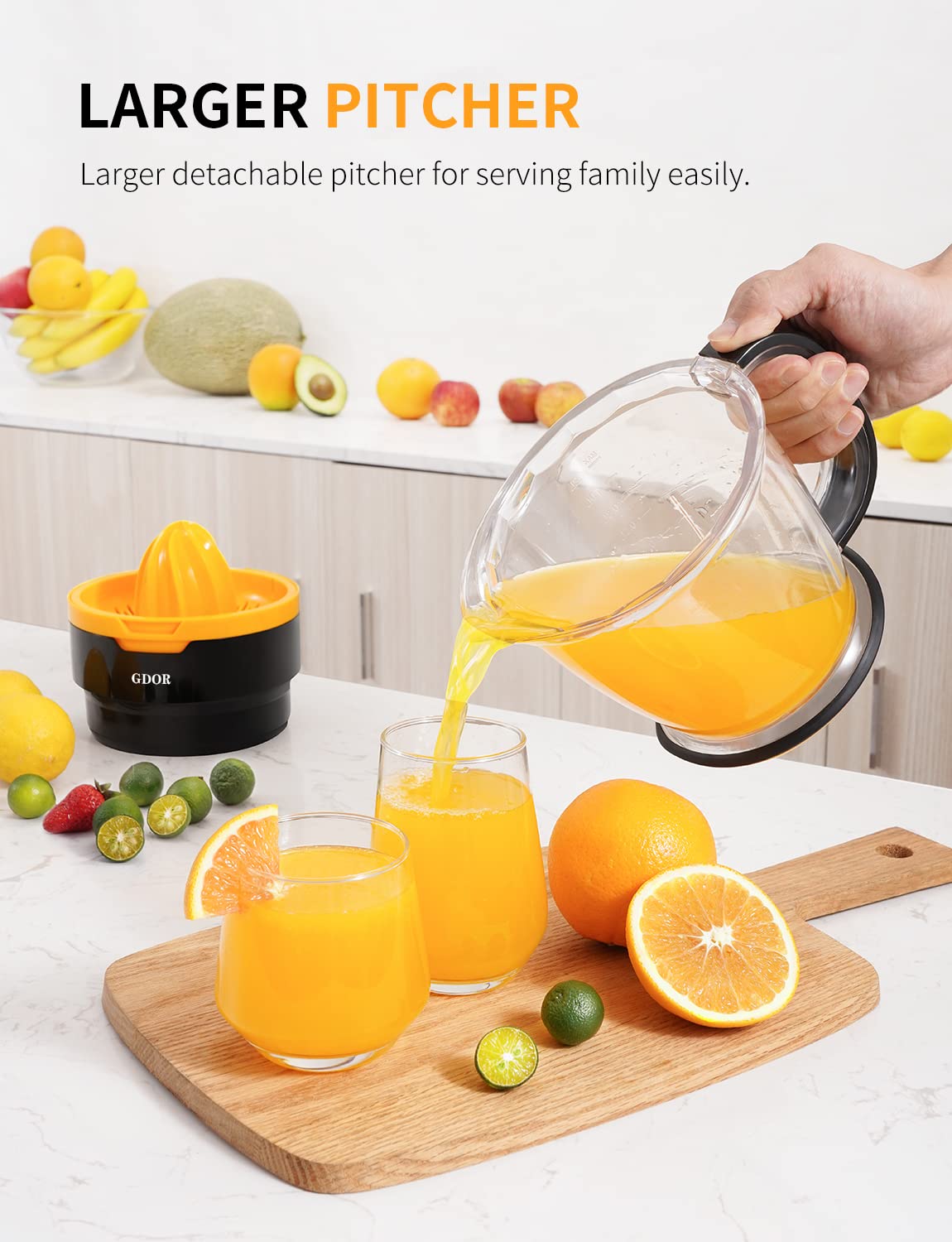 GDOR Citrus Juicer Electric for Lemon, 41oz Lime Citrus Fruits, Orange Juicer Squeezer with Easy Pour Spout