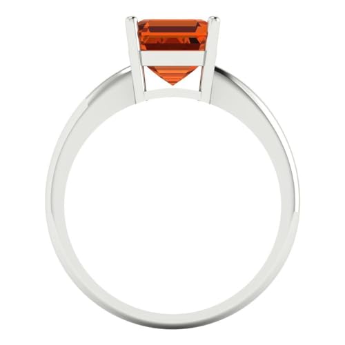 Clara Pucci 2.0 ct Asscher Cut Solitaire Red Simulated Diamond Engagement Bridal Promise Anniversary Ring 18K White Gold Size 8.75
