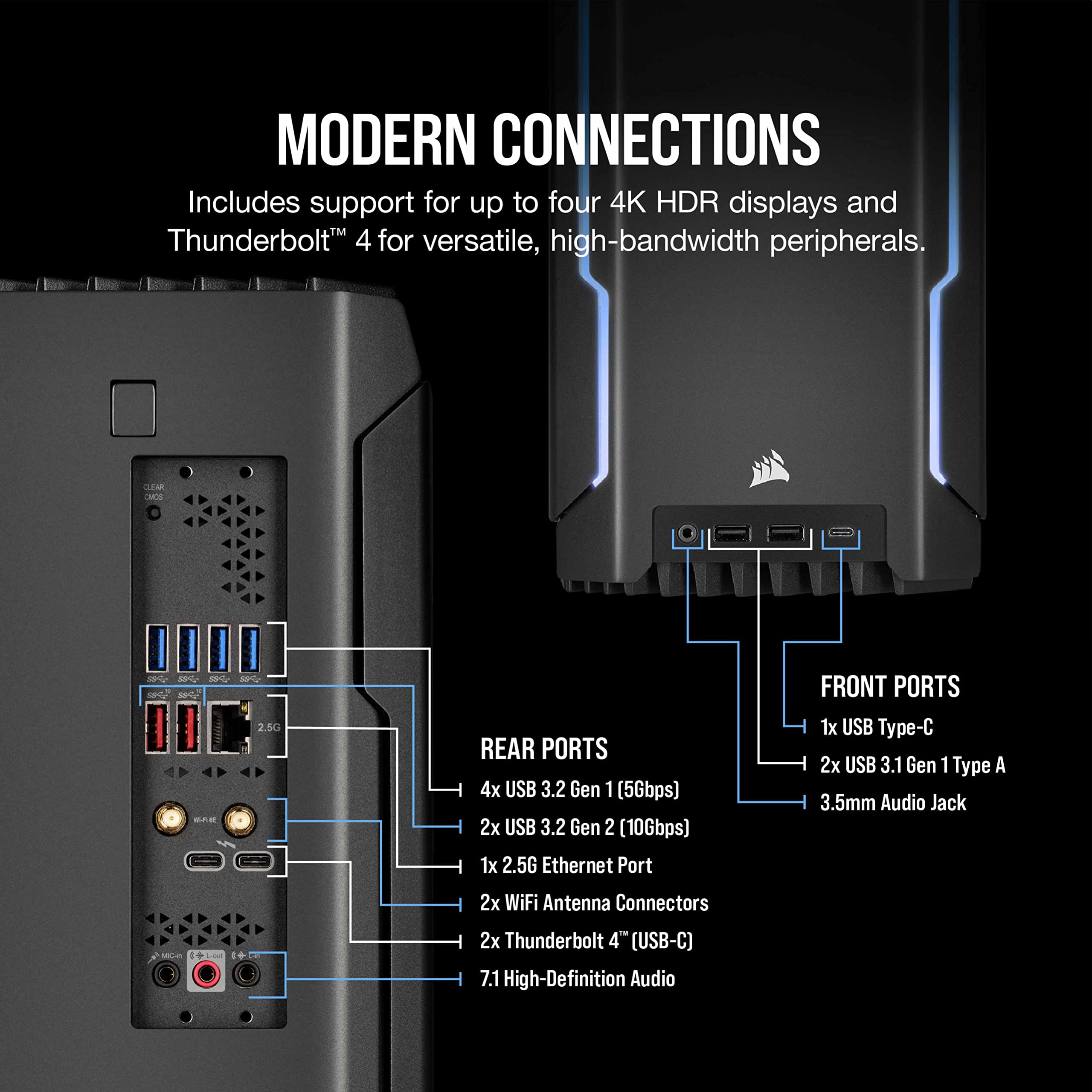 Corsair ONE i300 Compact Gaming PC (Intel Core i9-12900K CPU, NVIDIA GeForce RTX 3080 Graphics, 32GB Vengeance DDR5 Memory, Thunderbolt 4, Windows 11 Pro) Black