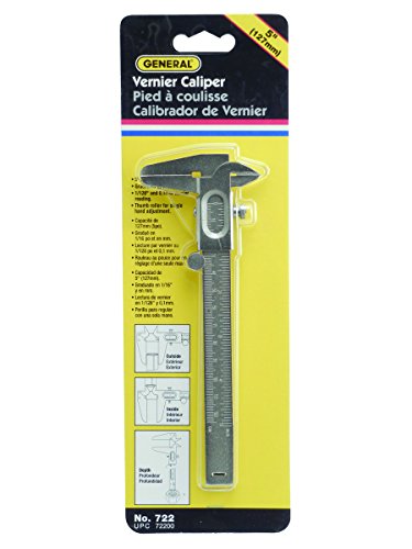 General Tools Metric and English Vernier Caliper #722, Machined Steel, Pack of 1
