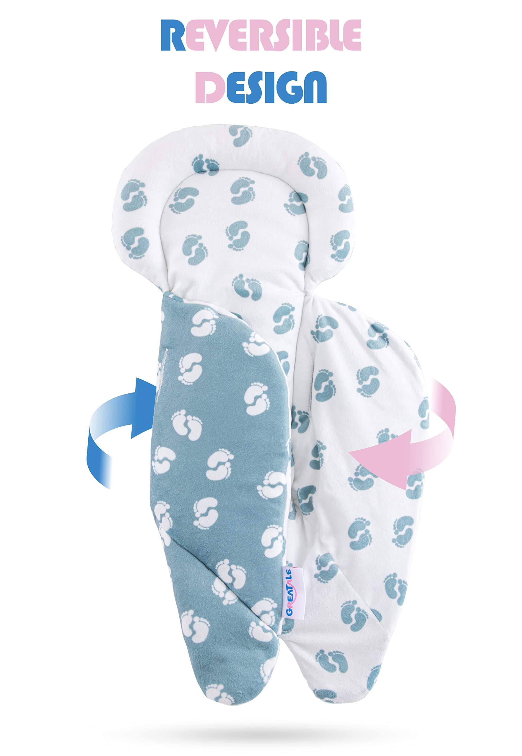 GREATALE Infant Insert Compatible with The Latest Version of 4moms RockaRoo and MamaRoo,Reversible Newborn Insert,Baby Insert with Head and Body Support (Insert(Morandi Grey) + 5 Pcs Strap Pad)