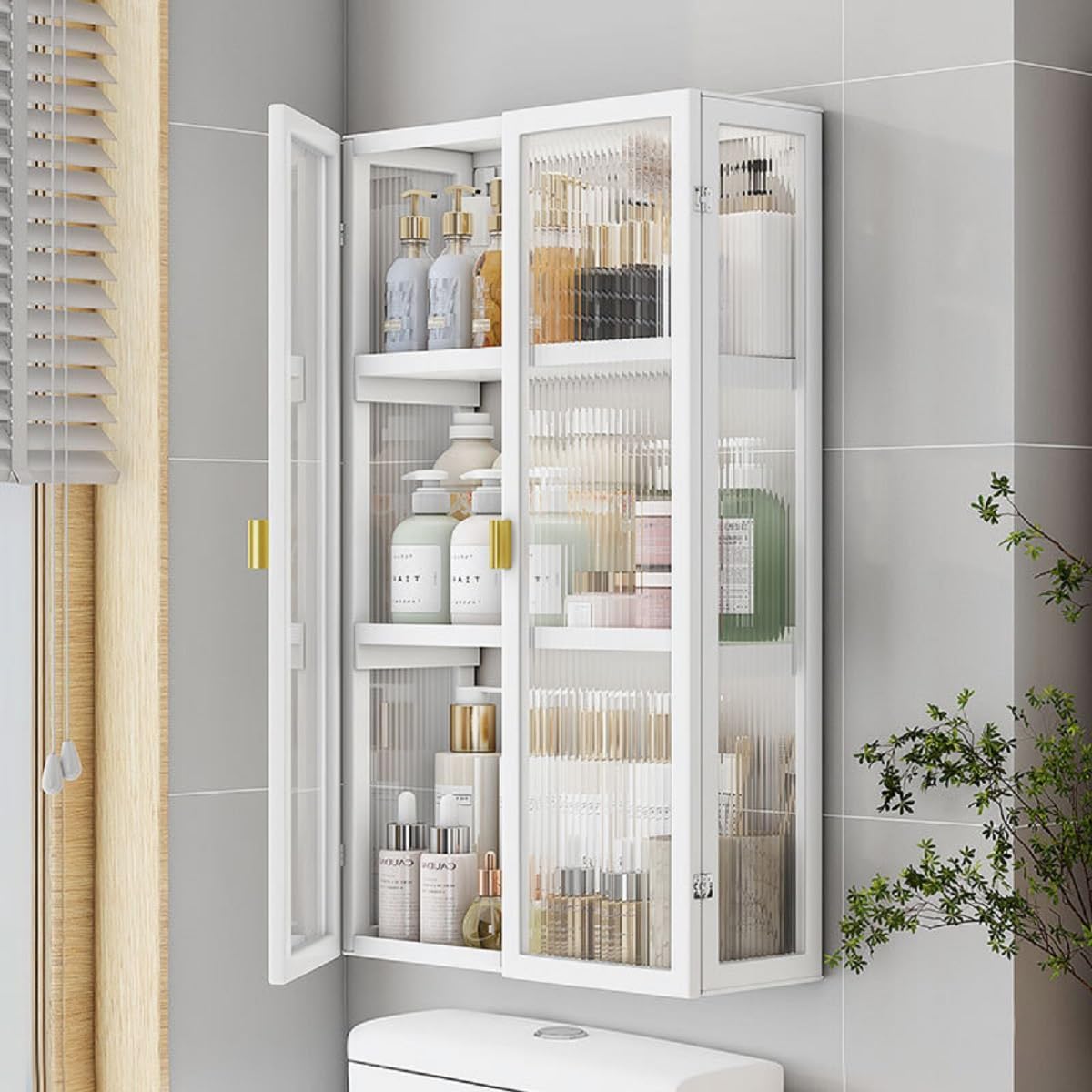 Gdrasuya10 Wall Cabinet Wall Mount Kitchen Bathroom Storage Cabinet Over Toilet Cabinet Storage Organizer with Doors & Shelves Wall Cabinet for Dining Room, Kitchen, Bathroom (Black)