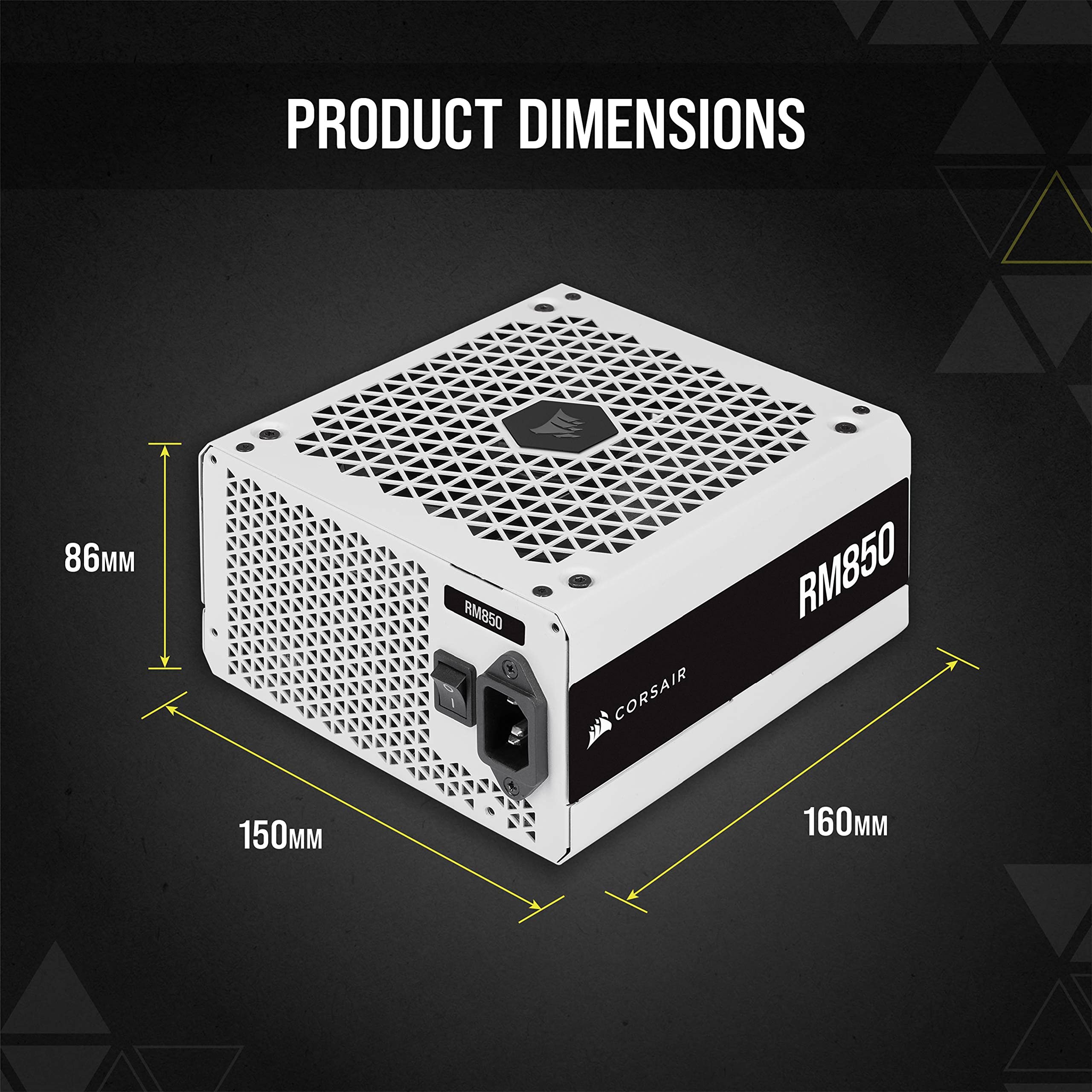 CORSAIR RM Series (2021), White, RM850, 850 Watt, 80 Plus Gold Certified, Fully Modular Power Supply