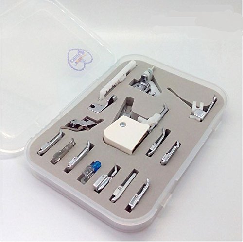 HONEYSEW 32/42/52 Presser Foot Kit Low Shank Adapter Zipper Foot Overcast Foot Snap On (15pcs Presser Foot kit)