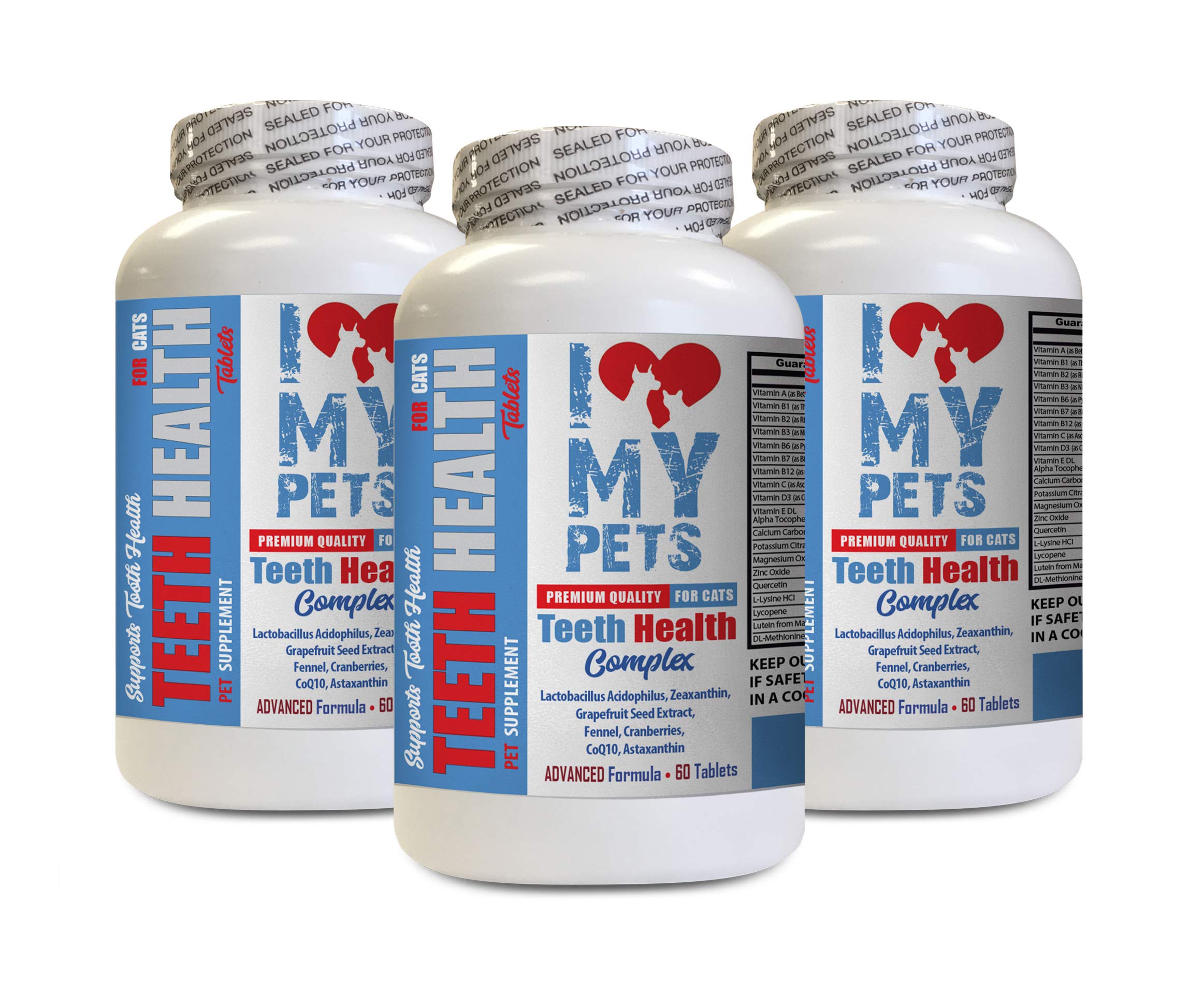 I LOVE MY PETS LLC Oral Health for Cats - CAT Teeth Health Complex - Advanced Care Formula - cat Vitamins Senior - 180 Treats (3 Bottles)