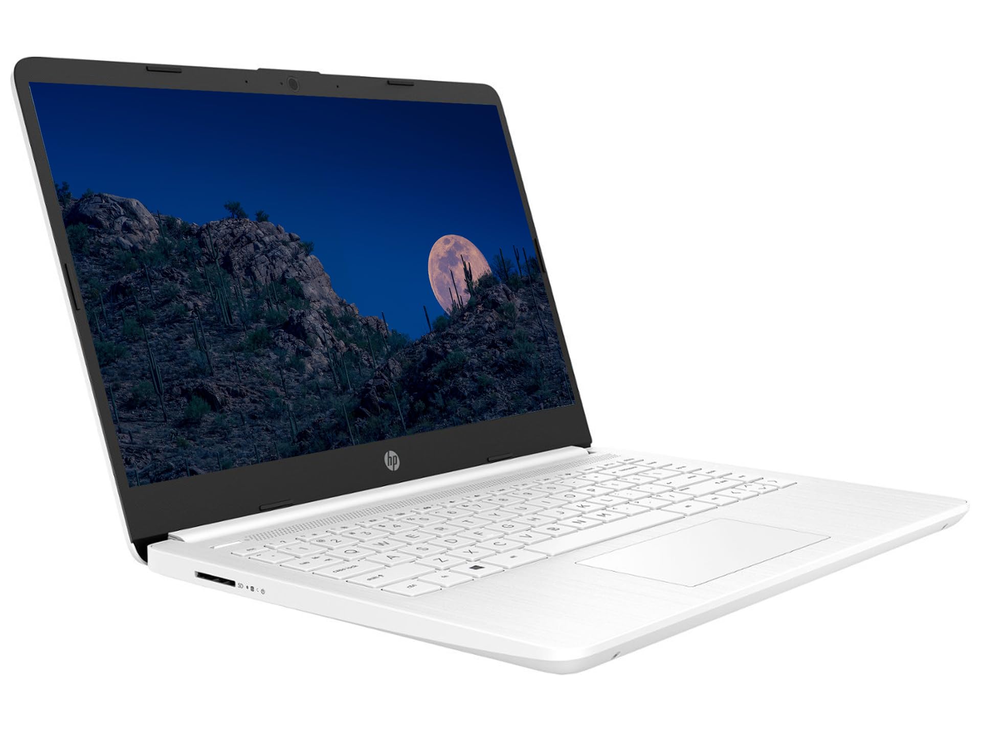 HP 14 HD Laptop, 2023 Newest Upgrade, Intel Intel Celeron N4120(4-core), 16GB RAM, 576GB(64GB SSD+512GB Card), Webcam, Bluetooth, USB-C, White, Windows 11, School and Business Ready, ROKC HDMI Cable