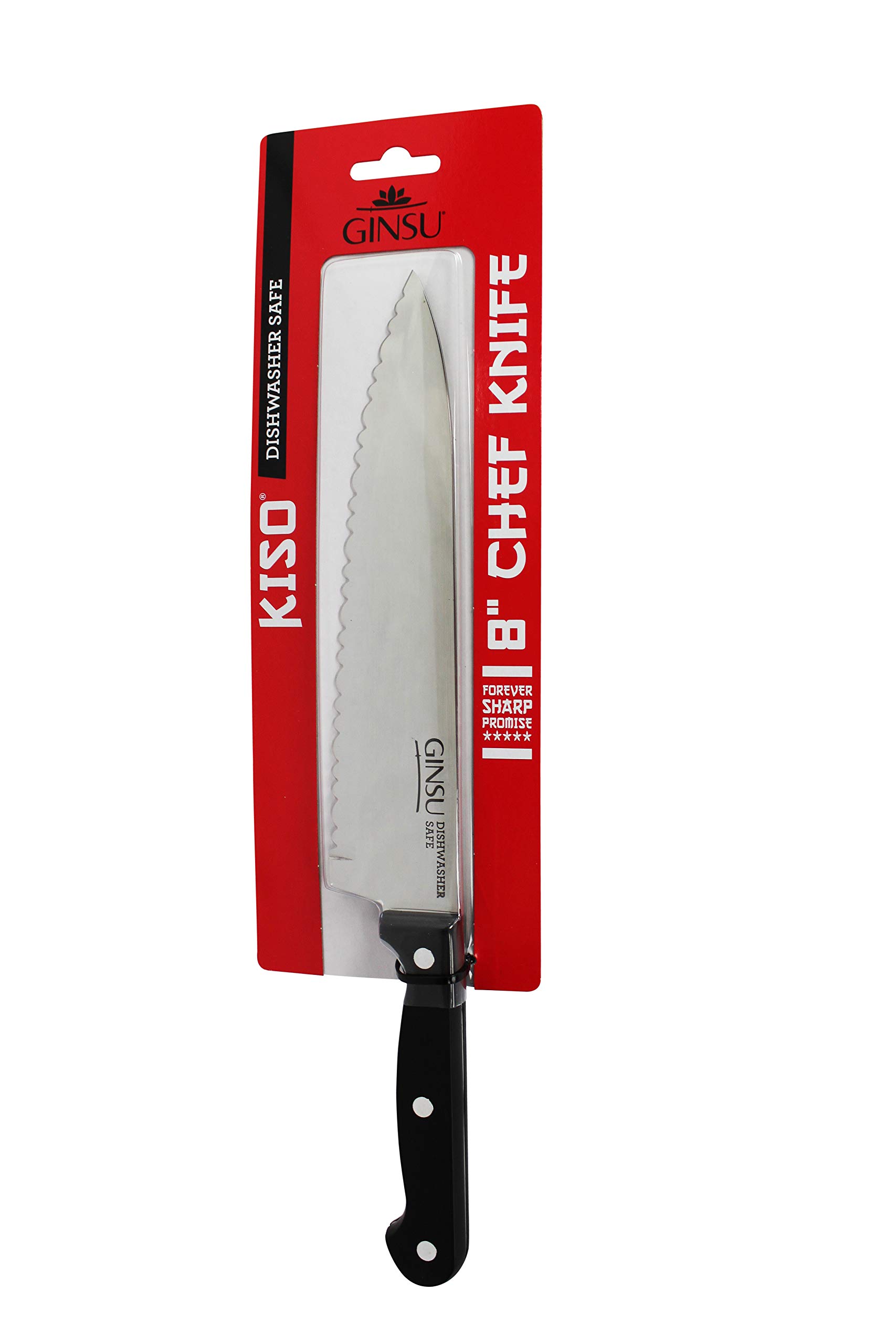GINSU Kiso 8" Chef Knife, Black - Dishwasher Safe and Always Sharp