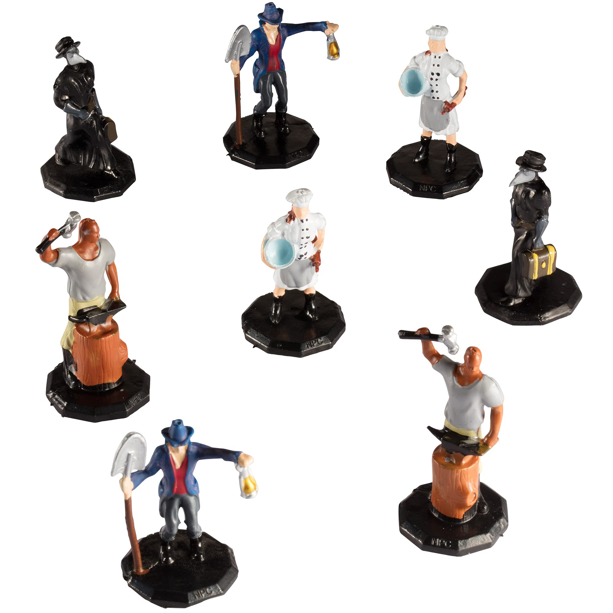 Monster Protectors Townsfolk Mini Fantasy Figures - Tradesmen - 8pc Hand-Painted Non Player Character NPC Miniatures - 1" Hex-Sized Compatible with DND Dungeons Dragons Tabletop Games