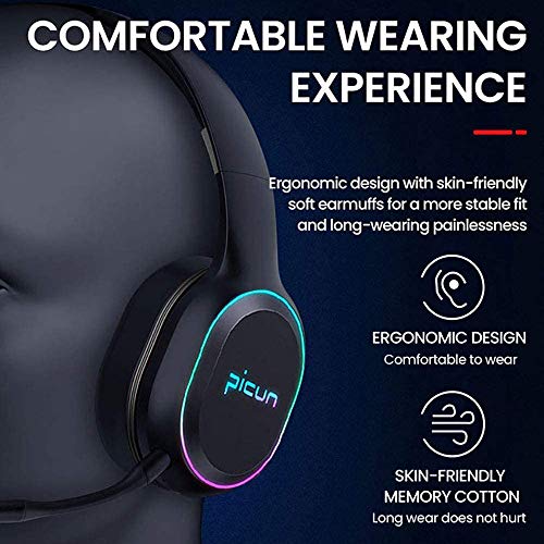 SLuB Bluetooth Headphones Over Ear,2.4GHz Wireless Gaming Headset with Noise Cancelling Detachable Mic,60Hrs Playtime Hi-Fi Ultra-Low Latency Gaming Headphones