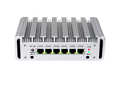 Firewall Appliance Mini PC, OPNsense, Intel Core I7 10510U, 6 x Intel Gigabit LAN, 2xDDR4 RAM, 1xHD, 1xCOM, AES-NI, Fanless Firewall PC, 8GB DDR4 RAM, 128GB SSD