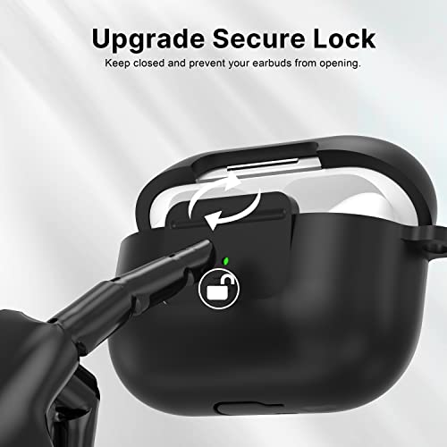 FUNLINK for Airpod Pro Case Cover, [Upgrade Secure Lock] AirPods Pro 1st Generation Case Shockproof Silicone Skin Protective iPod Pro Case with Keychain for Apple Airpods Pro Case 2019