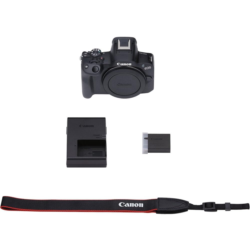 Canon EOS R50 Mirrorless Camera | Black Bundled with 64GB Memory Card + Camera Case with Rain Cover + Microfiber Cleaning Cloth (4 Items)