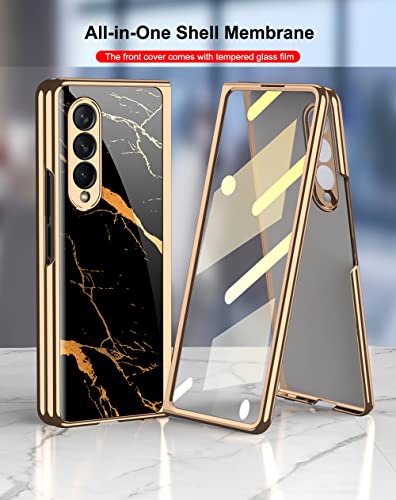 SHIEID Samsung Z Fold 3 Case with Screen Protector, Z Fold 3 Case Ligth Luxury Customization Tempered Glass Phone Case Protective Cover for Samsung Galaxy Z Fold 3 5G, Mechanic