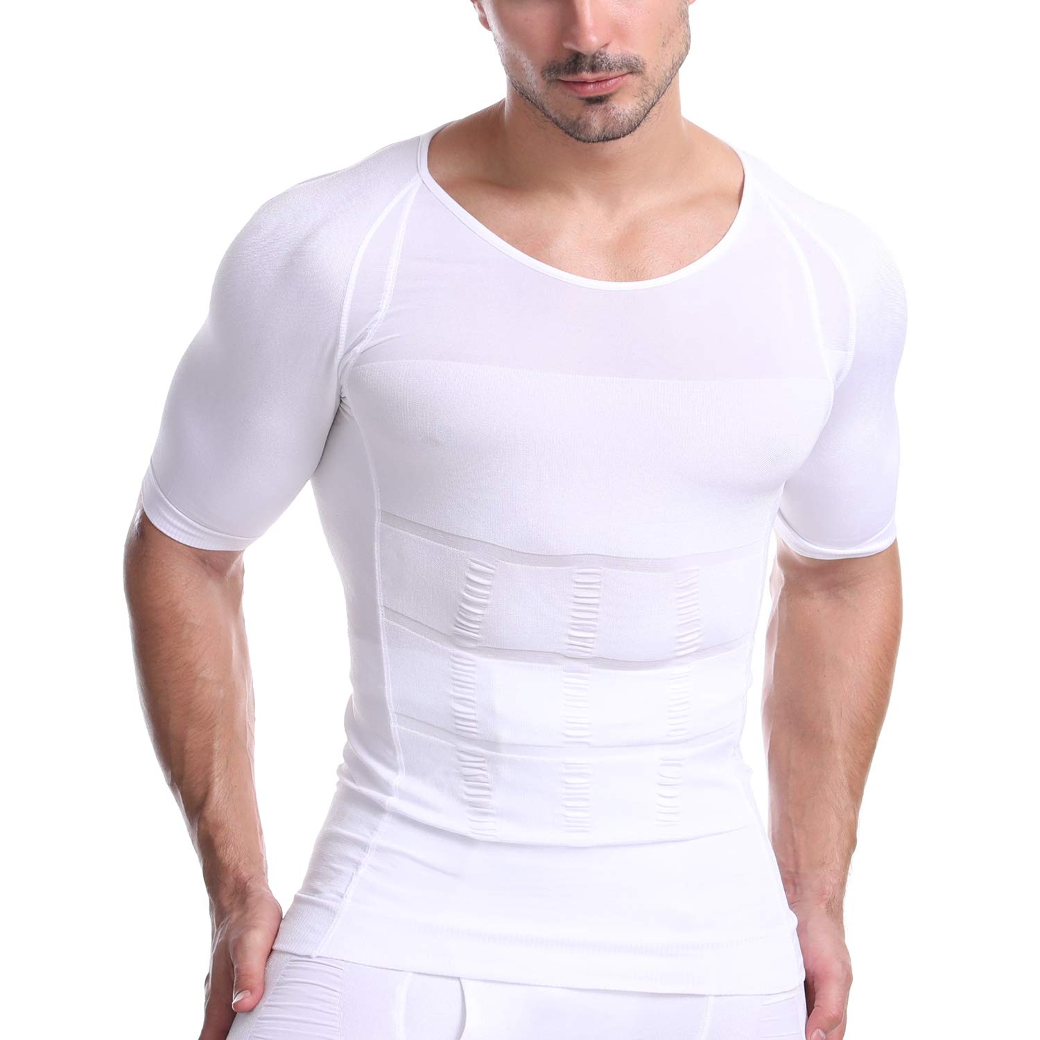 Cacosamen's Compression and Body-Support Muscle Tank Undershirt (White, XL)