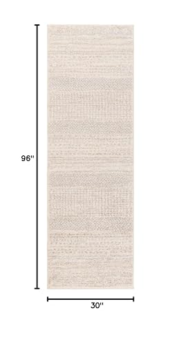 Livabliss Anya Neutral and Gray Shag Area Rug 2'6" x 8'