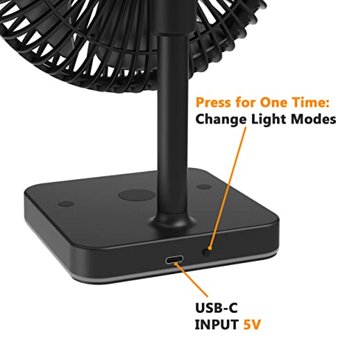 Hiree Personal USB Desk Fan with LED Lights, Quiet Air Circulator Table Fan with 1 USB Charging Port - Suitable for Home, Bedroom, Office
