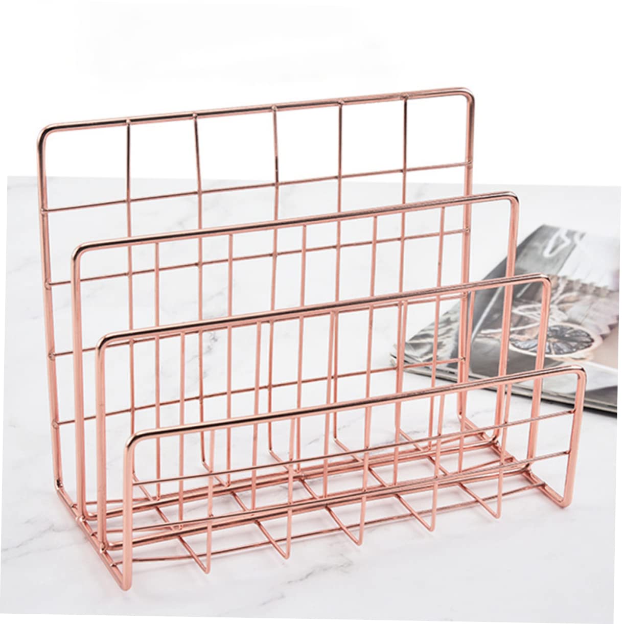 Ciieeo 1pc Letter Rack File Rack Desktop Iron Storage Rack Office File Document Folder File Manager Letter Holder Rack Bookshelf for Office Metal File Organizer Vinyl Records Paper