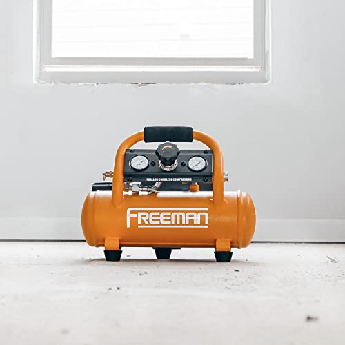 Freeman PE20V1GCK 20 Volt Cordless 1 Gallon 1/3 HP Portable Air Compressor Kit with Lithium-Ion Battery and Charger β 700 Shots per Charge