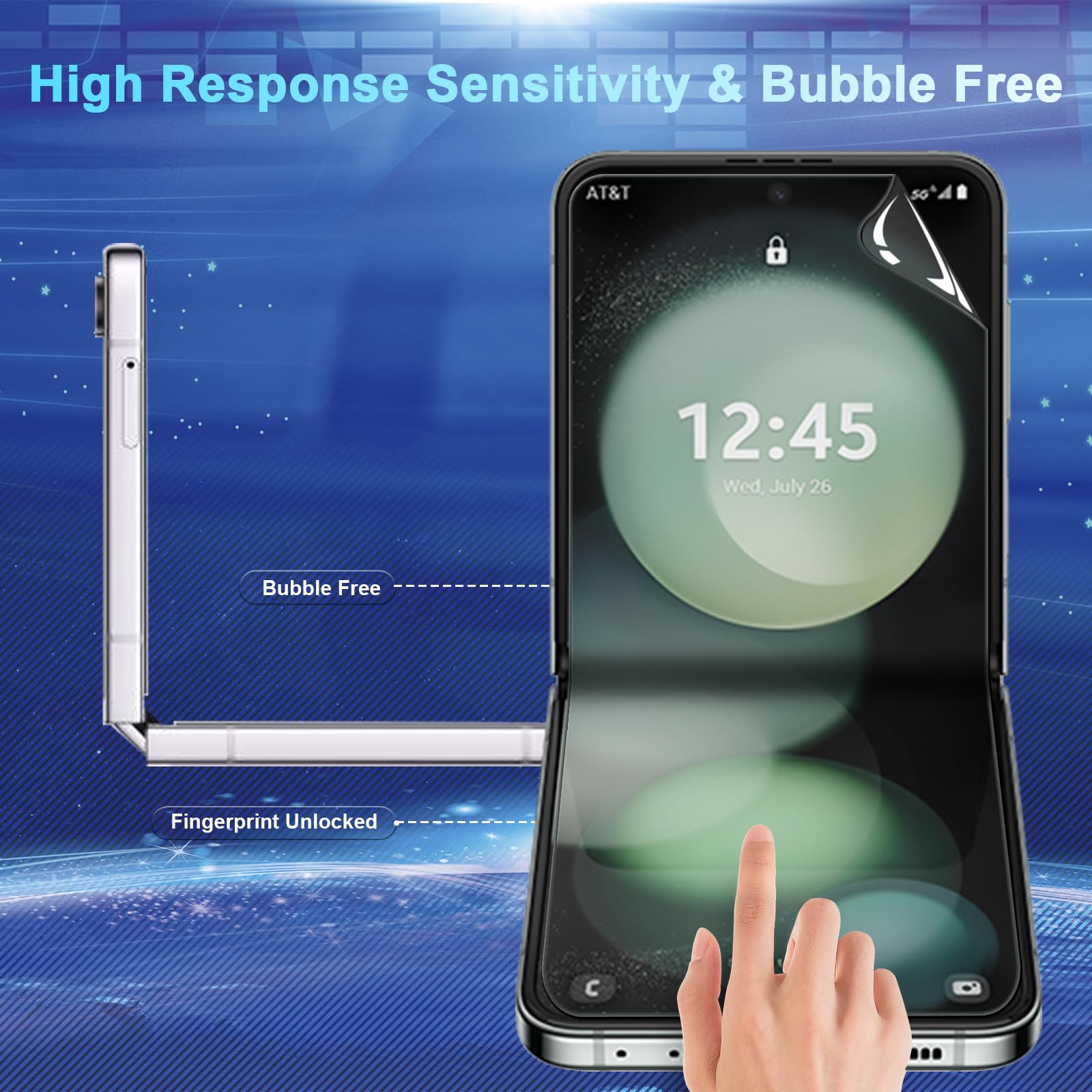 CWQZGUF [2Set 10PCS] Galaxy Z Flip 5 Screen Protector, Front TPU Screen Protector + Full Back Cover Film + Camera Lens Protector, High Clarity, Anti-Shatter, Bubble Free for Samsung Galaxy Z Flip 5 5G