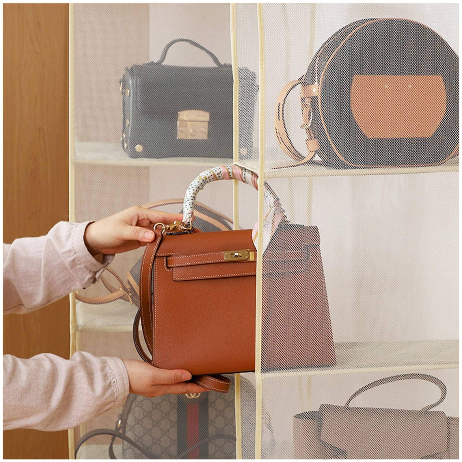HJTCZHUANYONG Handbag Buggy Bag Handbag Clothes Rack Wardrobe Clothes Rack Three-Dimensional Storage Pannier Bag Wardrobe Handbag Clothes Rack