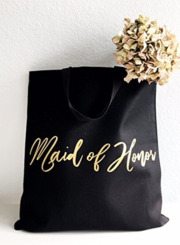 Maid of Honor gift Tote bag by Graceful Greeting Co Heavy Black Canvas keepsake