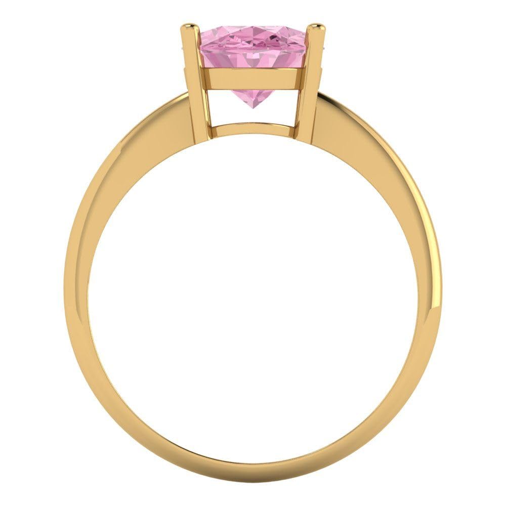 Clara Pucci 2.4ct Oval Cut Solitaire Pink Simulated Diamond Cubic Zirconia Bridal Designer Wedding Anniversary Ring 14k Yellow Gold