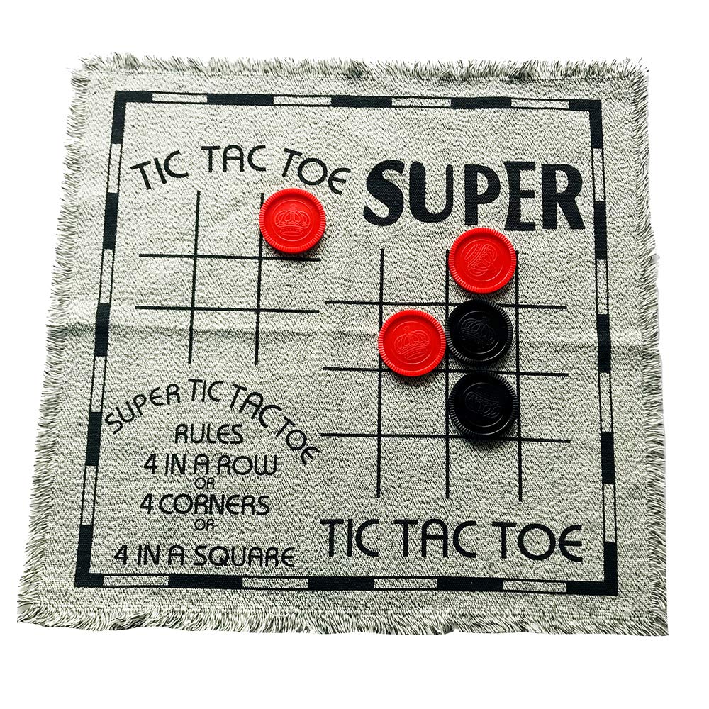 Yuanhe Gaint Checkers Game Set - Large 3 in 1 Checkers Including Tic Tac Toe with Reversible Rug, Calssic Indoor Outdoor Yard Games for Family