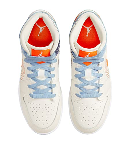 Jordan Boy's Air Jordan 1 Mid SE (Big Kid) Sail/Safety Orange/Psychic Blue 6 Big Kid M