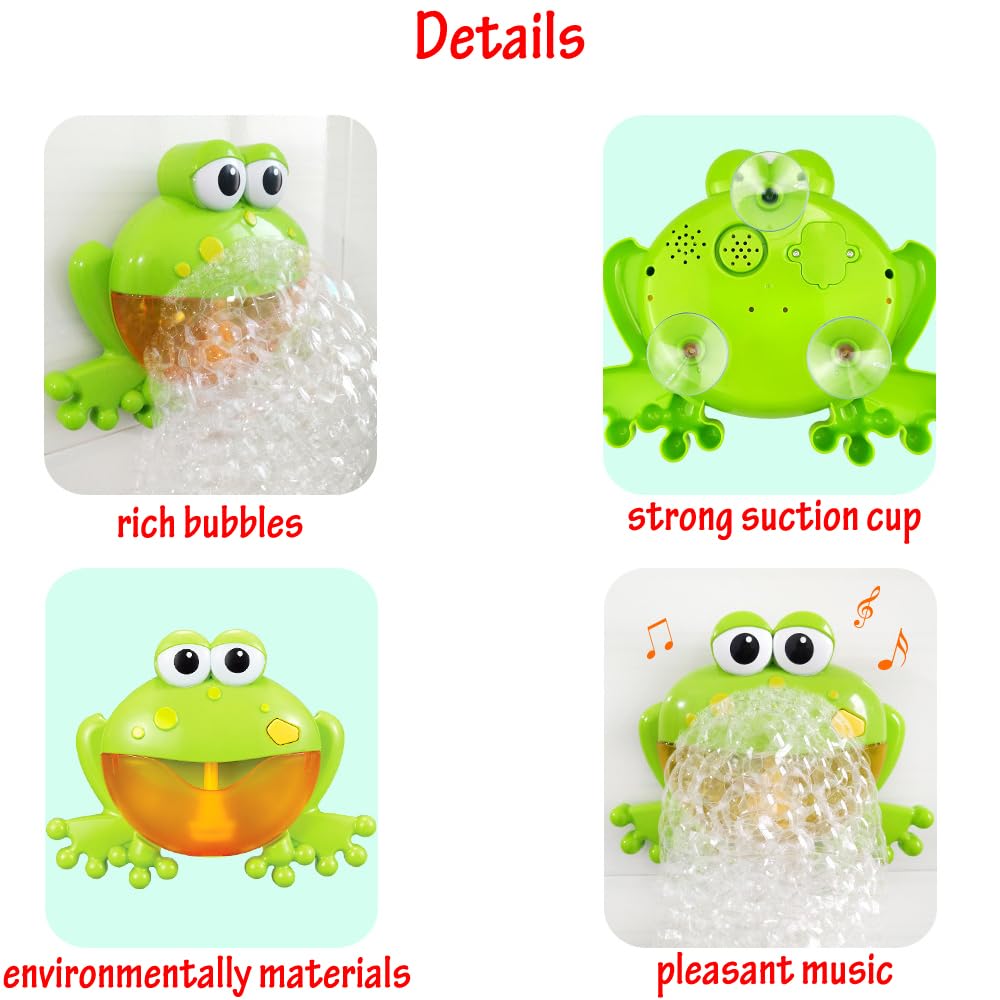 Toy Baby Bath Bubble Maker Machine Musical Frog Bathtub Shower