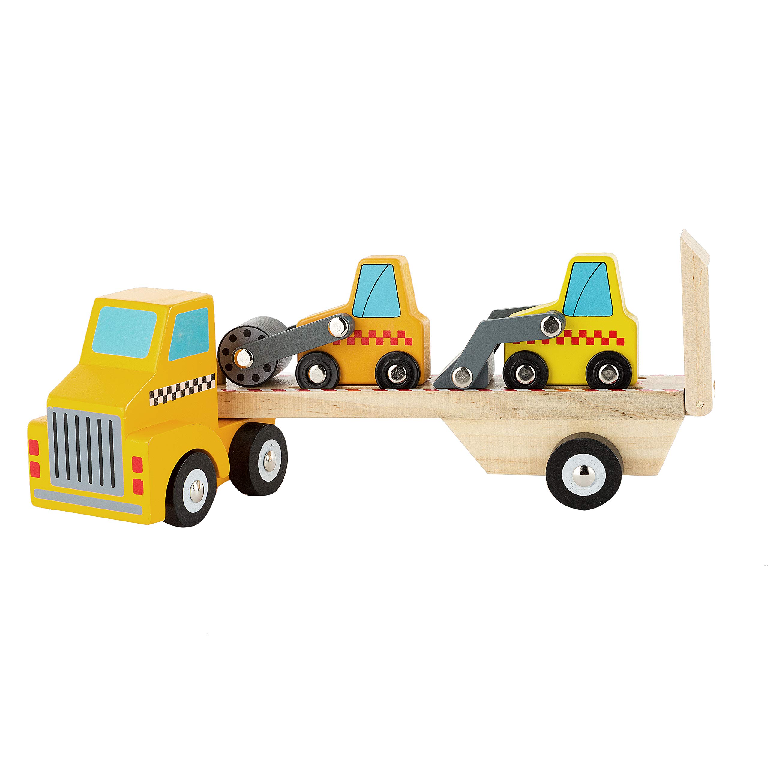 Toy Chest Nyc Wooden Car Toys for Toddlers,Tractor Trailer, Mini Front Loader & Steamroller Wooden Truck Set, Wooden Cars, Wooden Trucks, Construction Tractor Toys Semi Trucks for Kids, 3 Pieces…