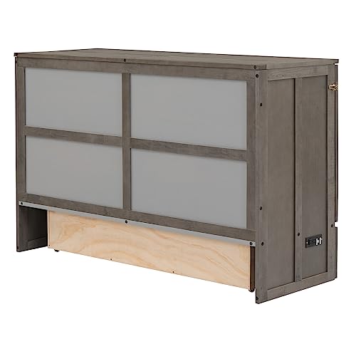 Murphy Bed with Drawer and Shelves.Space-Saving Bed Frame with Charging Station for Bedroom, No Box Spring Needed (Antique Gray, Queen (U.S. Standard))