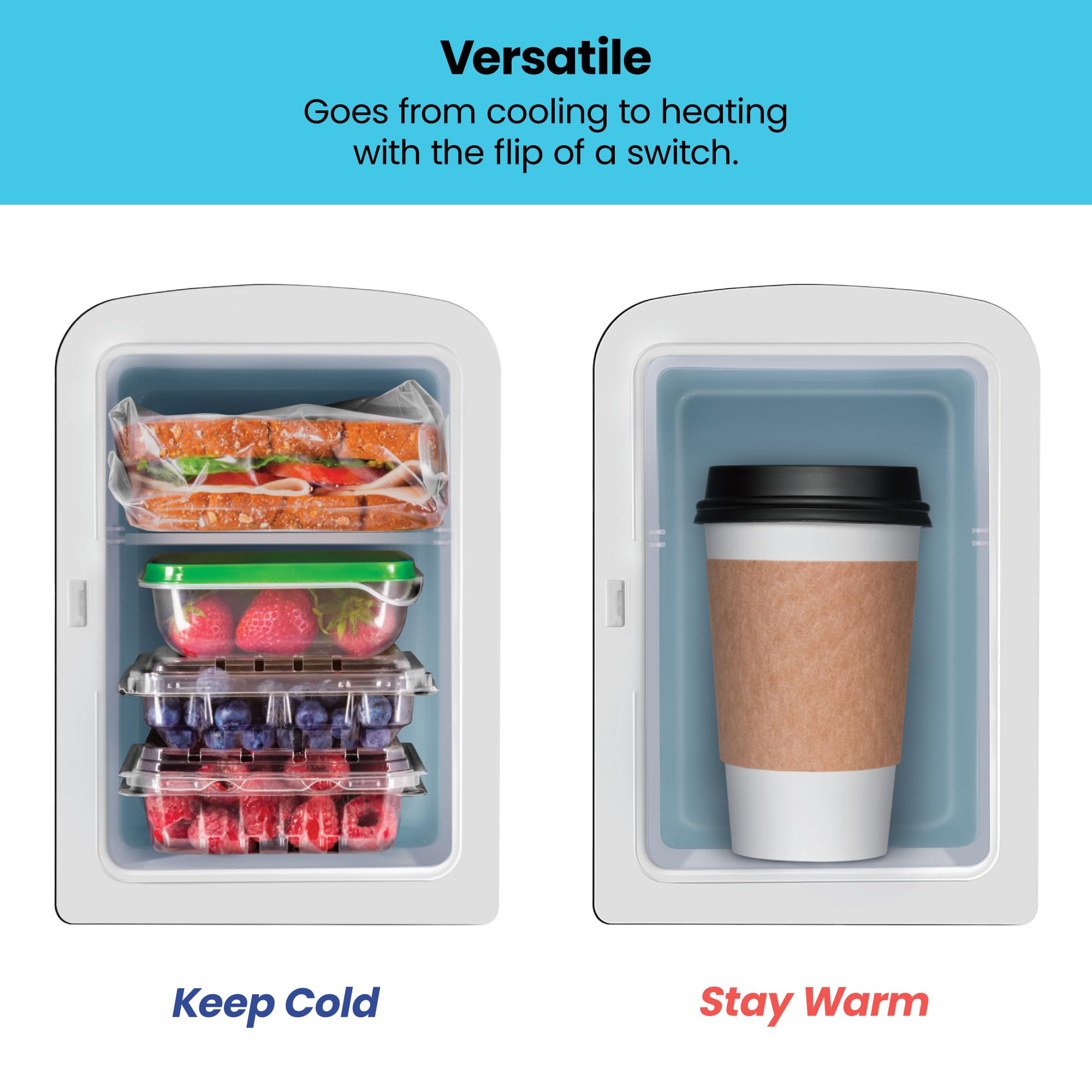 Iceman Mini Portable Board Personal Fridge, Cools & Heats, 4 Liter Capacity, Chills 6 12oz, 100% Freon-Free & Eco Friendly, Includes Plugs for Home Outlet & 12V Car Charger, 6 Cans, Black Dry Erase