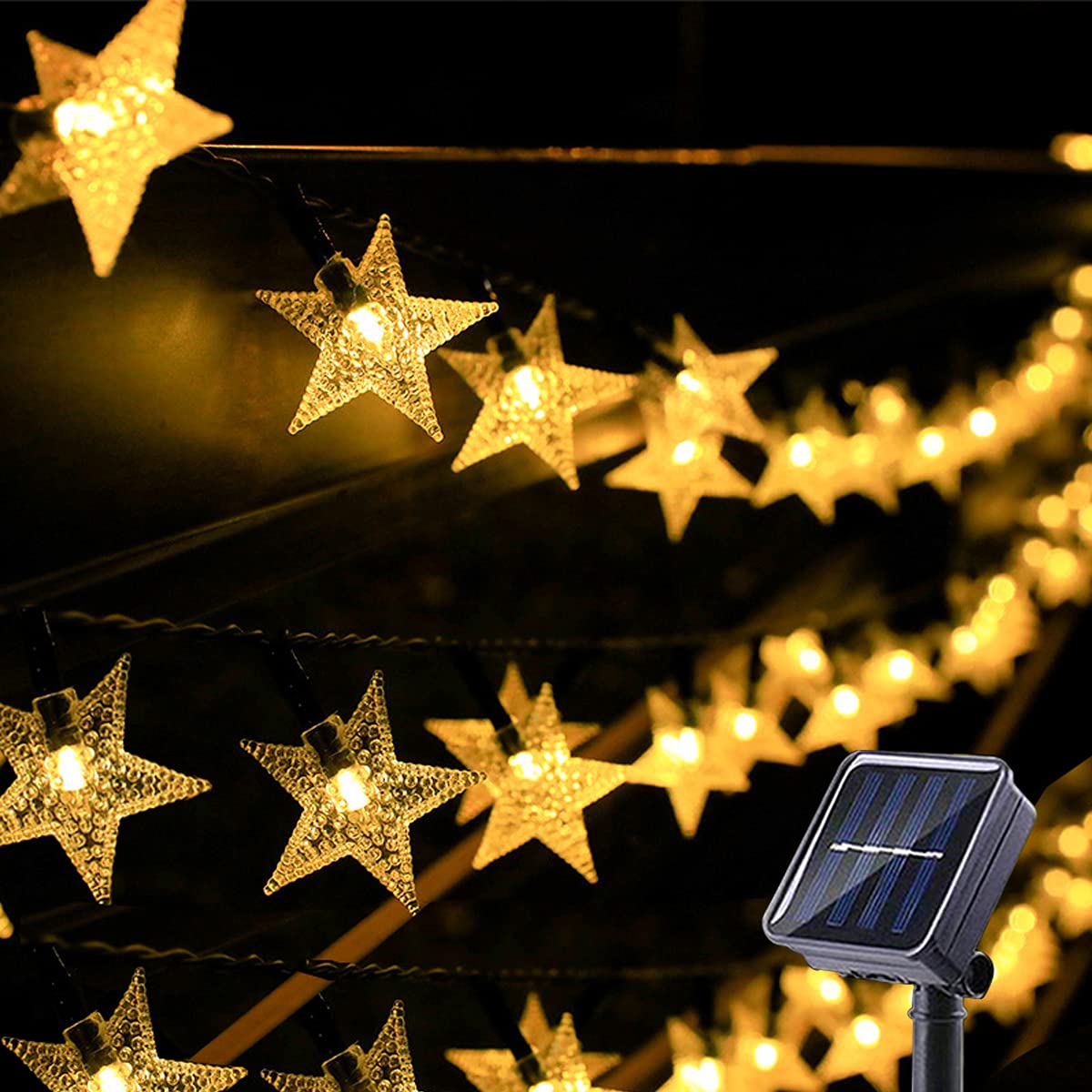 SMATOLS Solar Christmas Snowflake String Lights,50 LED Waterproof Multicolor Fairy Lights for Garden