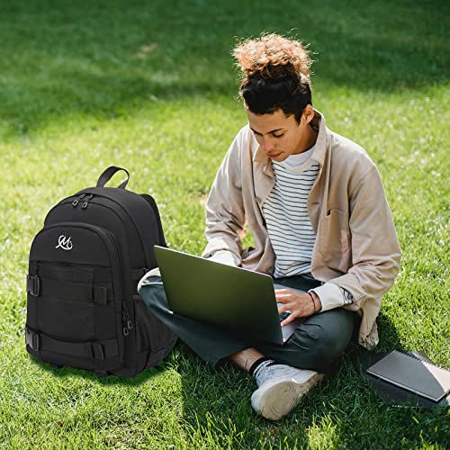 MIRLEWAIY Classical Casual Large Boys Daypack Black Travel Laptop Backpack School Bookbag Work Bag For College student water-resistent, Black