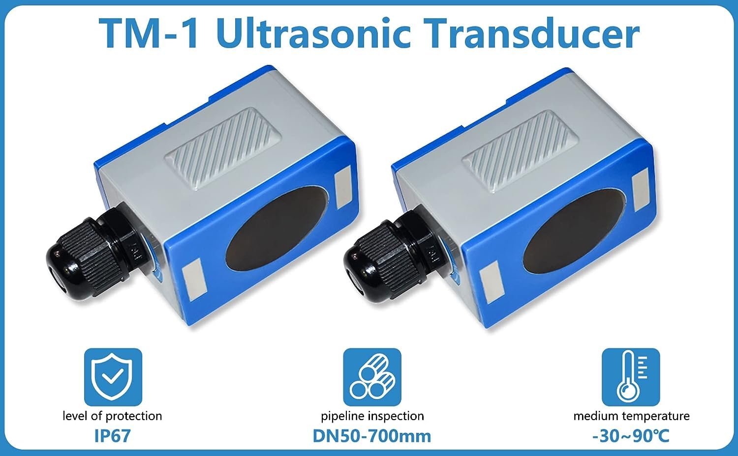 GELTTULU Digital Ultrasonic Flow Meter TUF-2000B Liquid Flowmeter IP67 +TM-1 DN50-700mm
