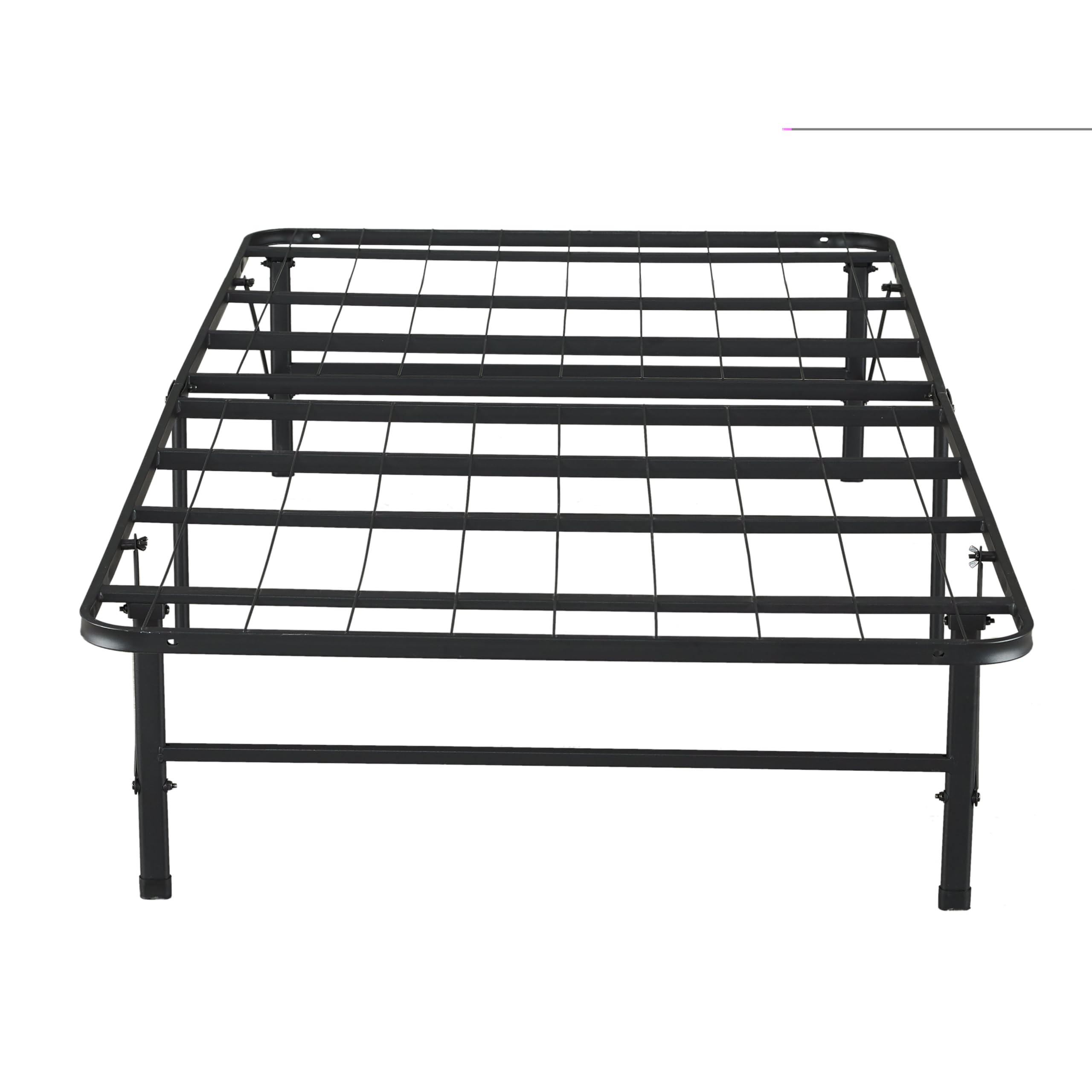 IdealBase 14" Twin Bed Frame Heavy Duty Foldable Bed Frame Folding Bed Frame with Steel Metal Slats Mattress Foundation Box Spring Replacement 600lbs Capacity Platform Bed Twin Bed Frame Size, Black