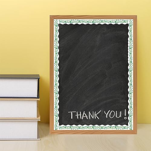 Ciieeo 4 Rolls Teacher Desk Decor Bulletin Board Scalloped Border Trims Die-Cut Border Trim Classroom Borders Trim Eucalyptus Border Paper Eucalyptus Leaves Copper Plate Stickers Sector