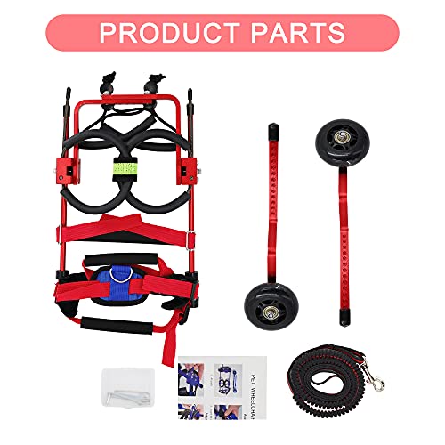 HobeyHove Adjustable Dog Wheelchair for Back Legs,Pet/Doggie Doggy Wheelchairs with Disabled Hind Legs Walking (XS-Red)