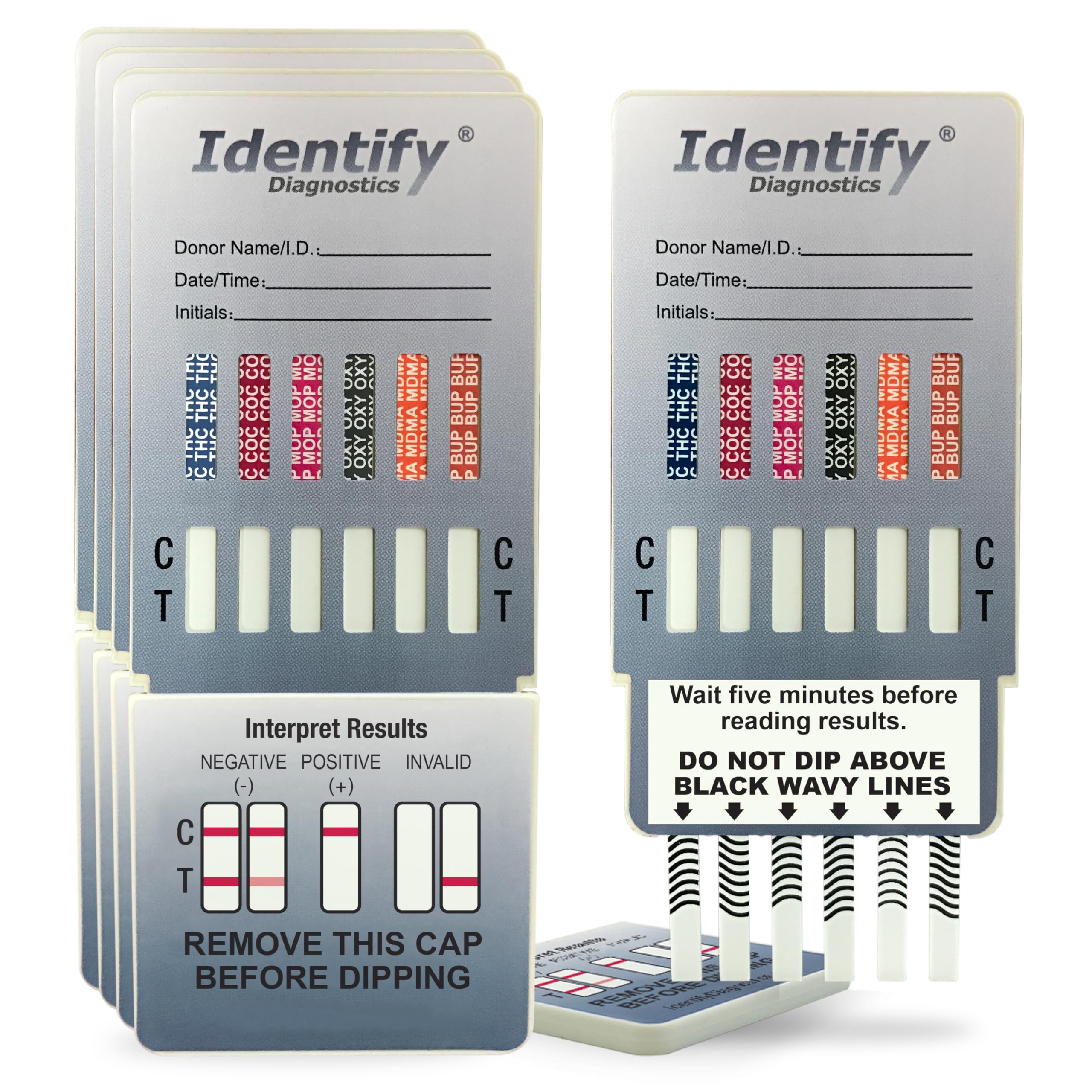 Identify Diagnostics Drug Test Cards - 100 Pack - 12 Panel CLIA Waived Instant Urine Drug Test Kit for AMP,BAR,BUP,BZO,COC,MDMA,MET,MOP/OPI,MTD,OXY,PCP,THC