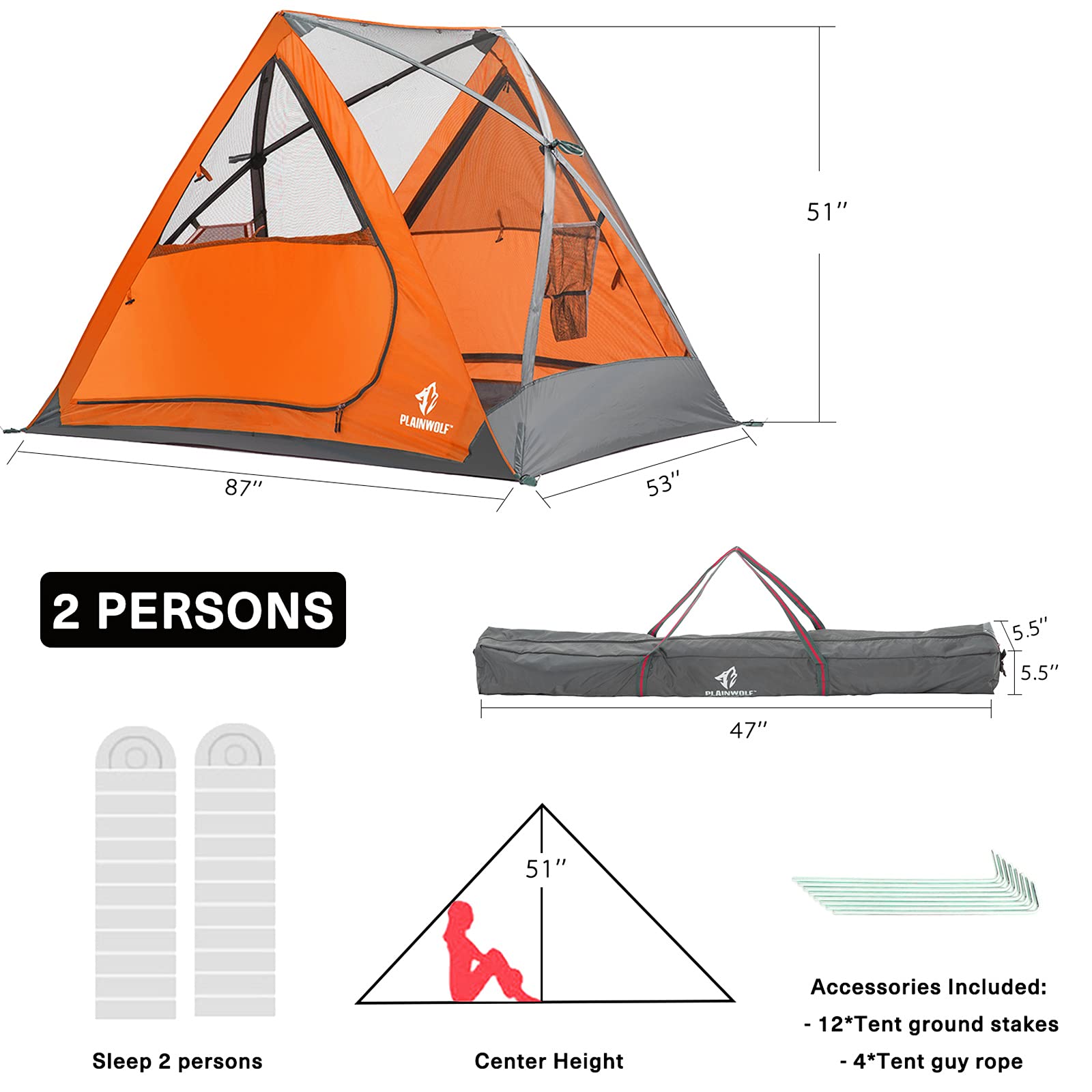 Camping Tent, Easy Up 2 Person Tents