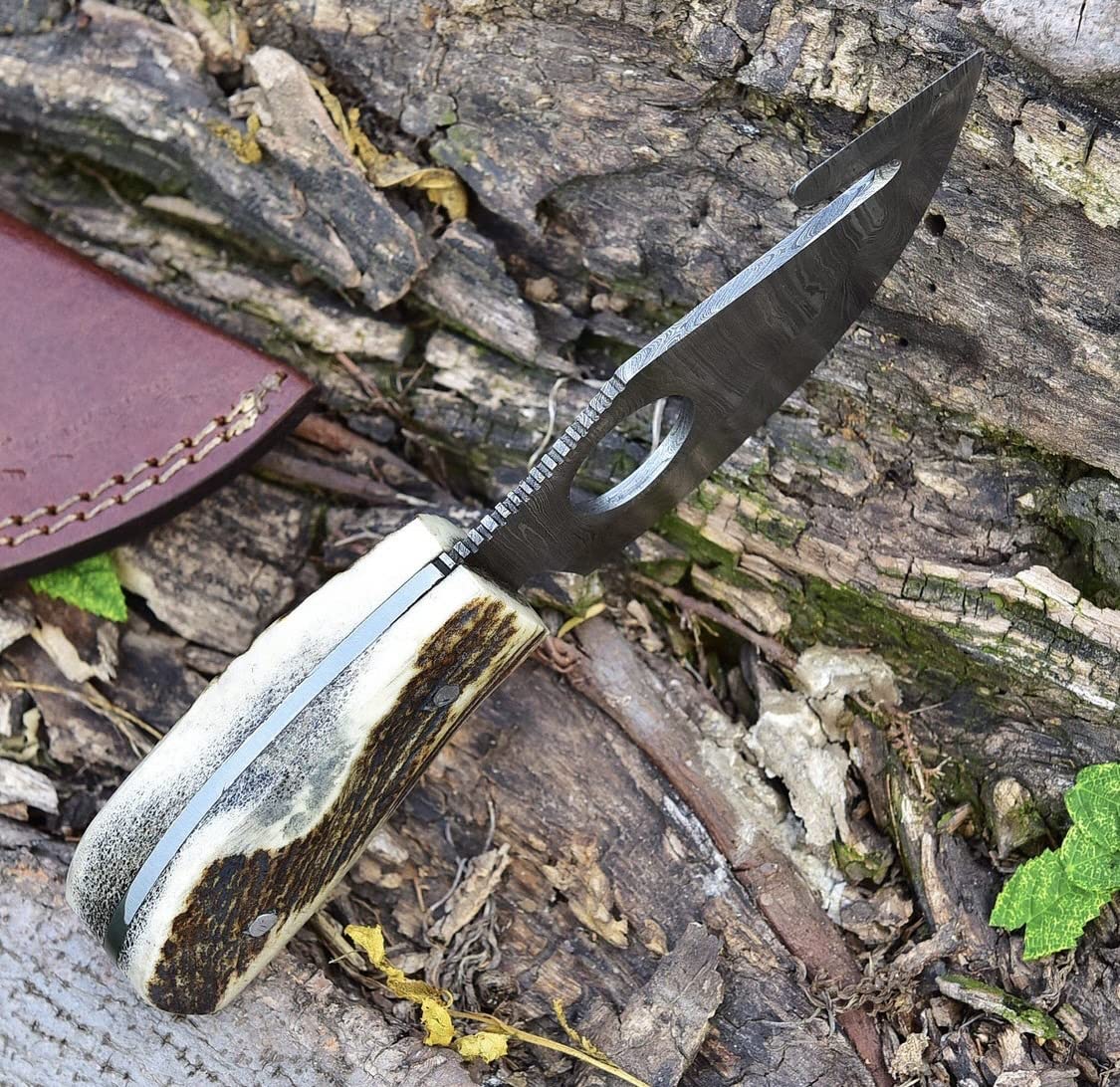 Damascus Hunting Knife Damascus Fixed Blade Knife Damascus Gut Hook Knife Damascus Ka br Knife Handmade Knives Camping knives