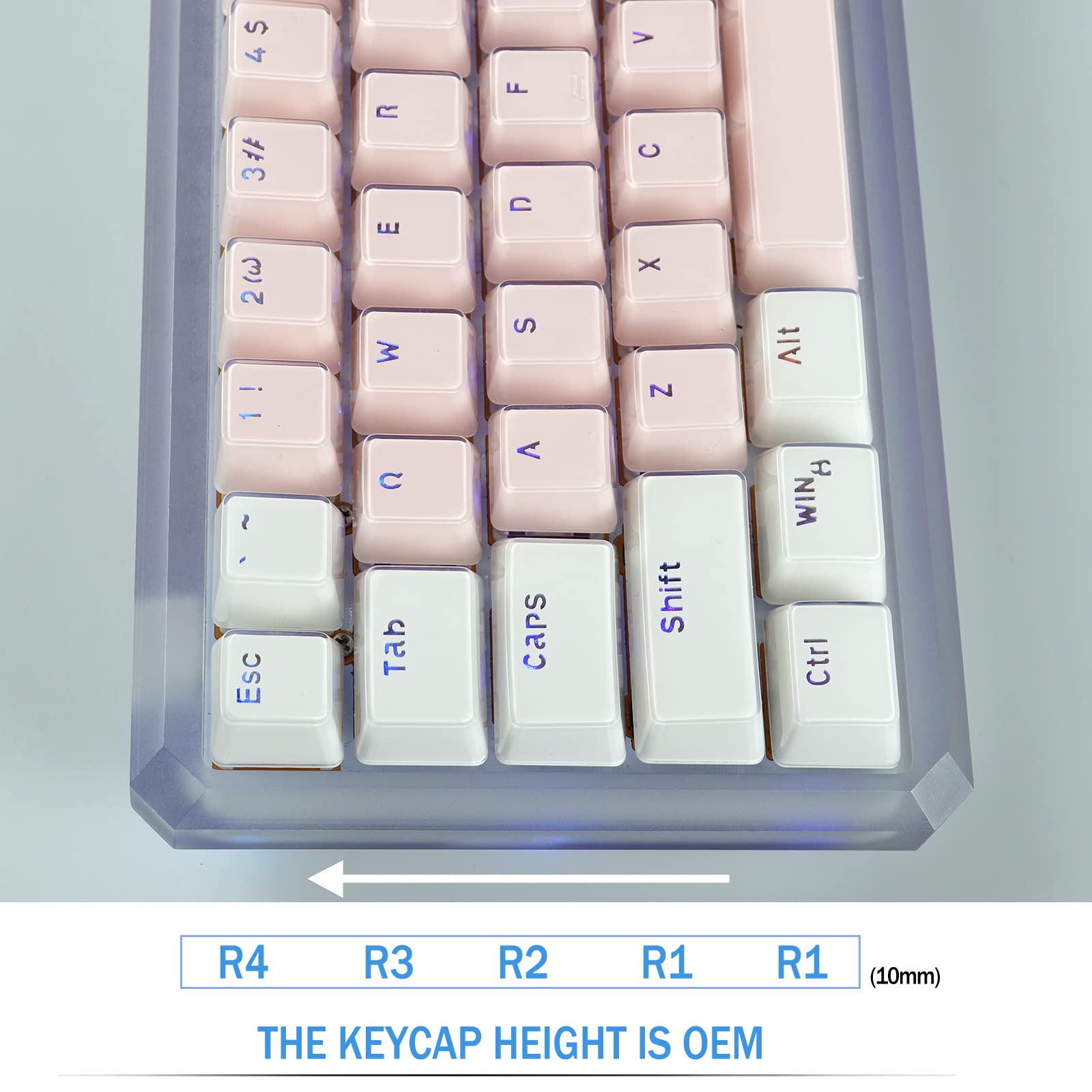 Crystal Keycaps,OEM Keycaps Pink Keycaps with Keycaps Puller for Mechanical Keyboard Compatible with MX-Clone Switches (Pink)