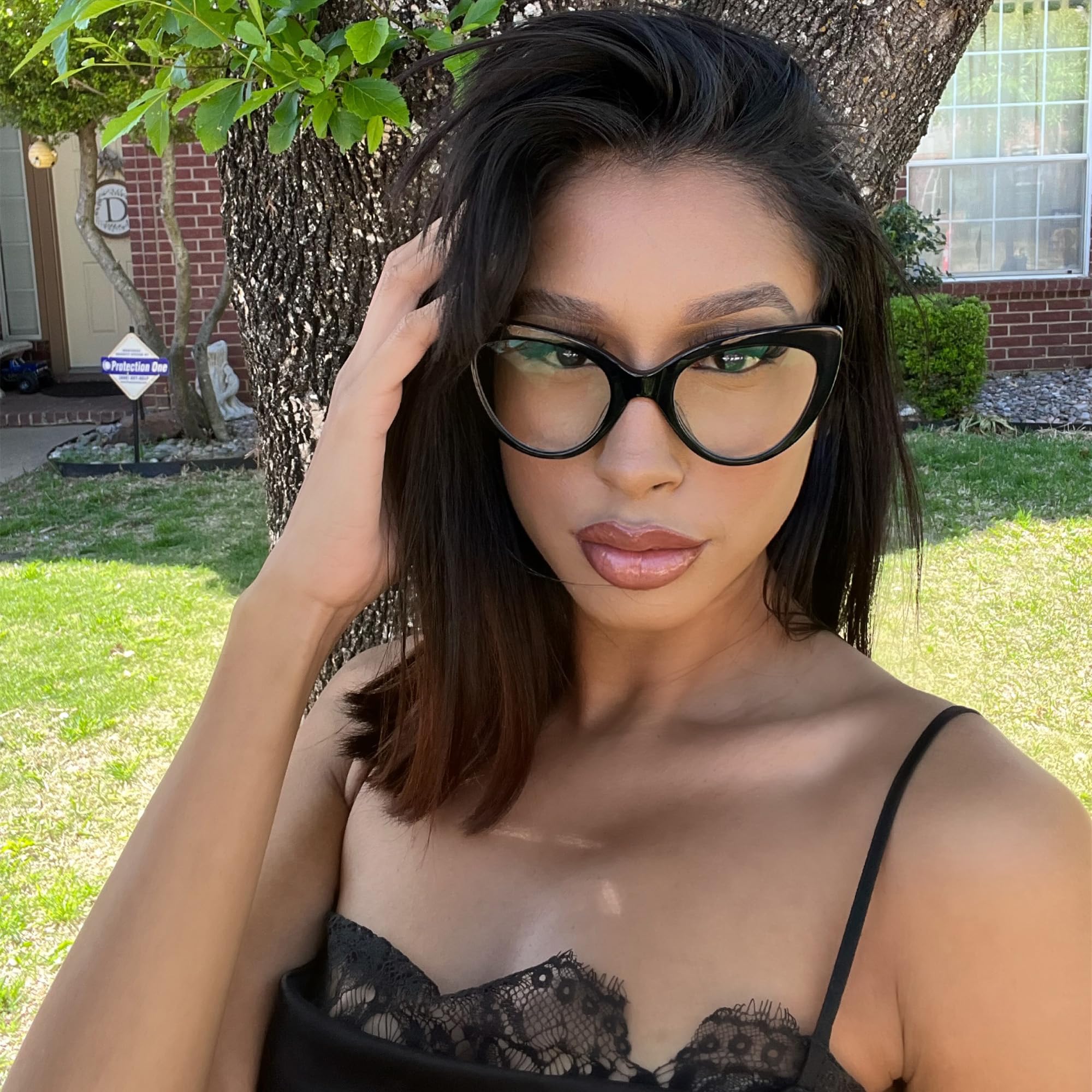 Zeelool Women's Stylish Cat Eye Glasses Frame with Clear Lens Claudette ZOA01968-01 Black