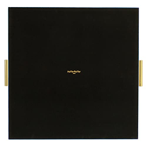 HofferRuffer Extra Large Square Serving Tray, Elegant Faux Leather Ottoman Tray with Gold Hardware Handles, Serve Tea, Coffee or Breakfast in Bed, 24 x 24 inches (Navy Blue Shagreen)
