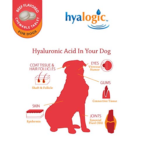 Hyalogic Pro Advanced HyaFlex for Dogs β Amazing Joint Support Supplement for Your Buddy β 30 Beef Flavored Wafers - Dog Joint Supplement w/Hyaluronic Acid, Glucosamine, MSM & Cynatine (30 Tablets)