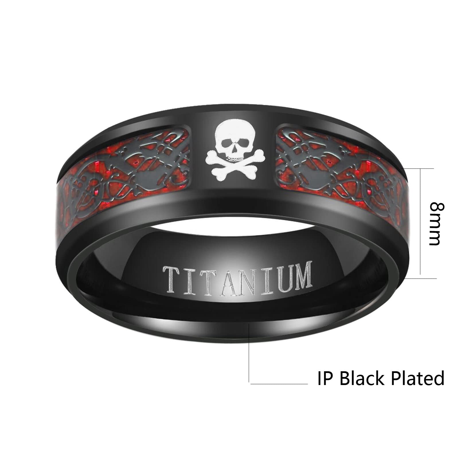 Couple Rings Matching Rings Black Wings Skull Ring 1.5ct Red CZ Womens Wedding Ring Sets Punk Ring
