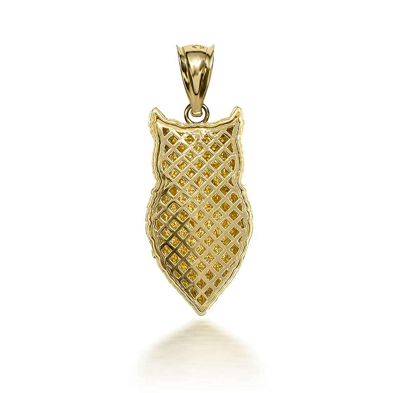 Certified 14k Yellow Gold Lovely Night Owl Animal Charm Pendant