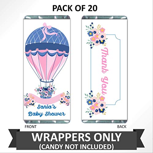 Hot Air Balloon Party Favors, Personalized Candy Wrappers for Chocoalte, Pack of 20 Custom Hershey Bar Labels