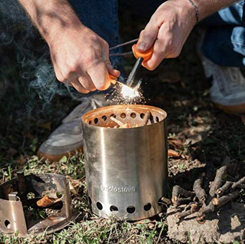 Solo Stove Fire Striker Stainless Steel Ferrocerium Rod Waterproof Fire Starter for Camping Survival Kits and Hiking Easy Grip Handle with up to15,000 Strikes